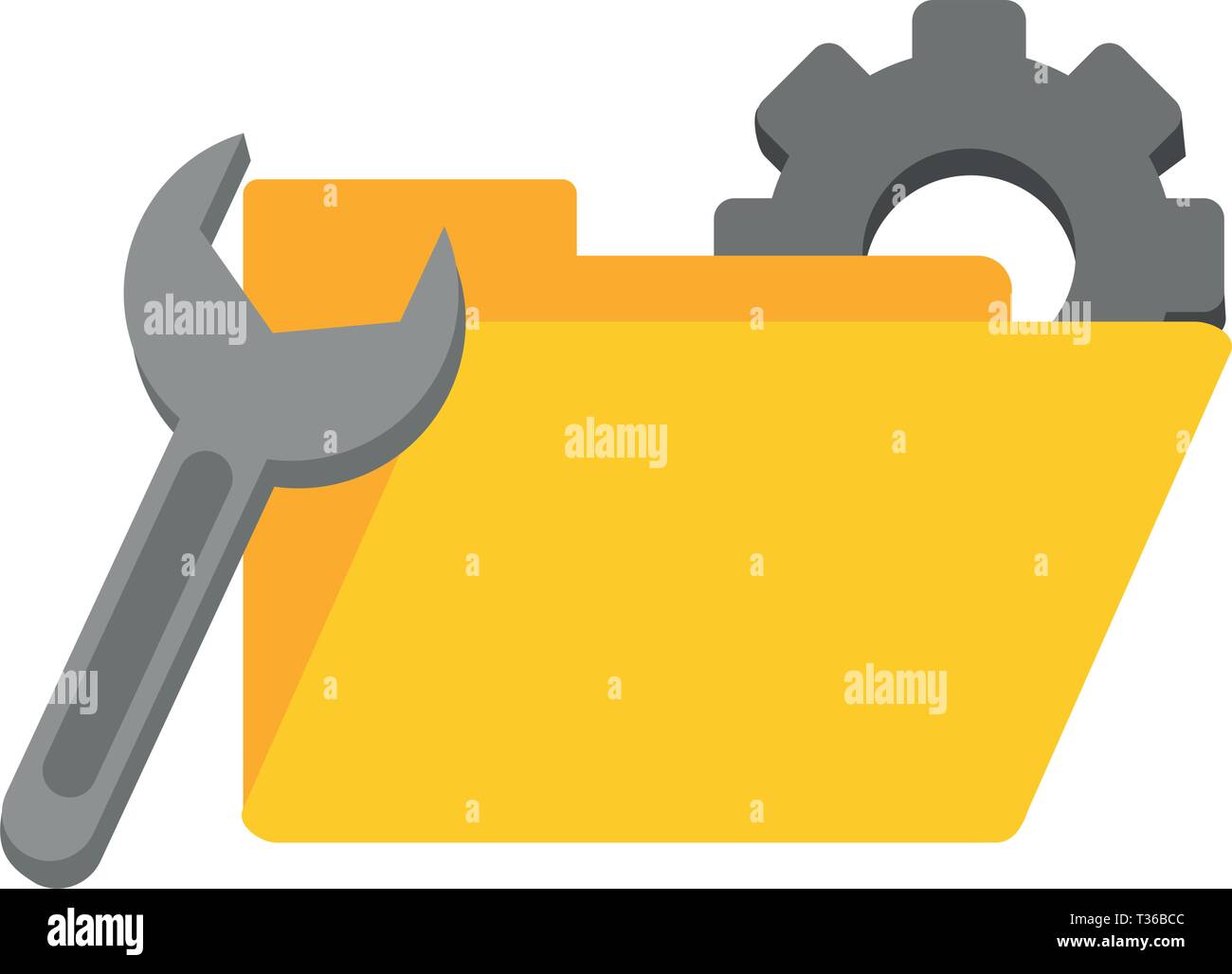 Folder with wrench and gear symbol Stock Vector Image & Art - Alamy