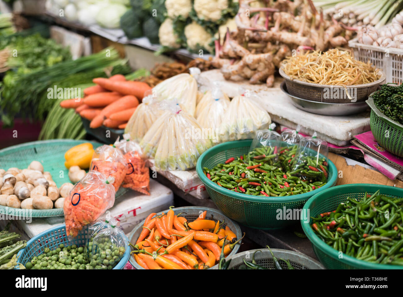 bangkok local traditional market at Thailand Stock Photo - Alamy