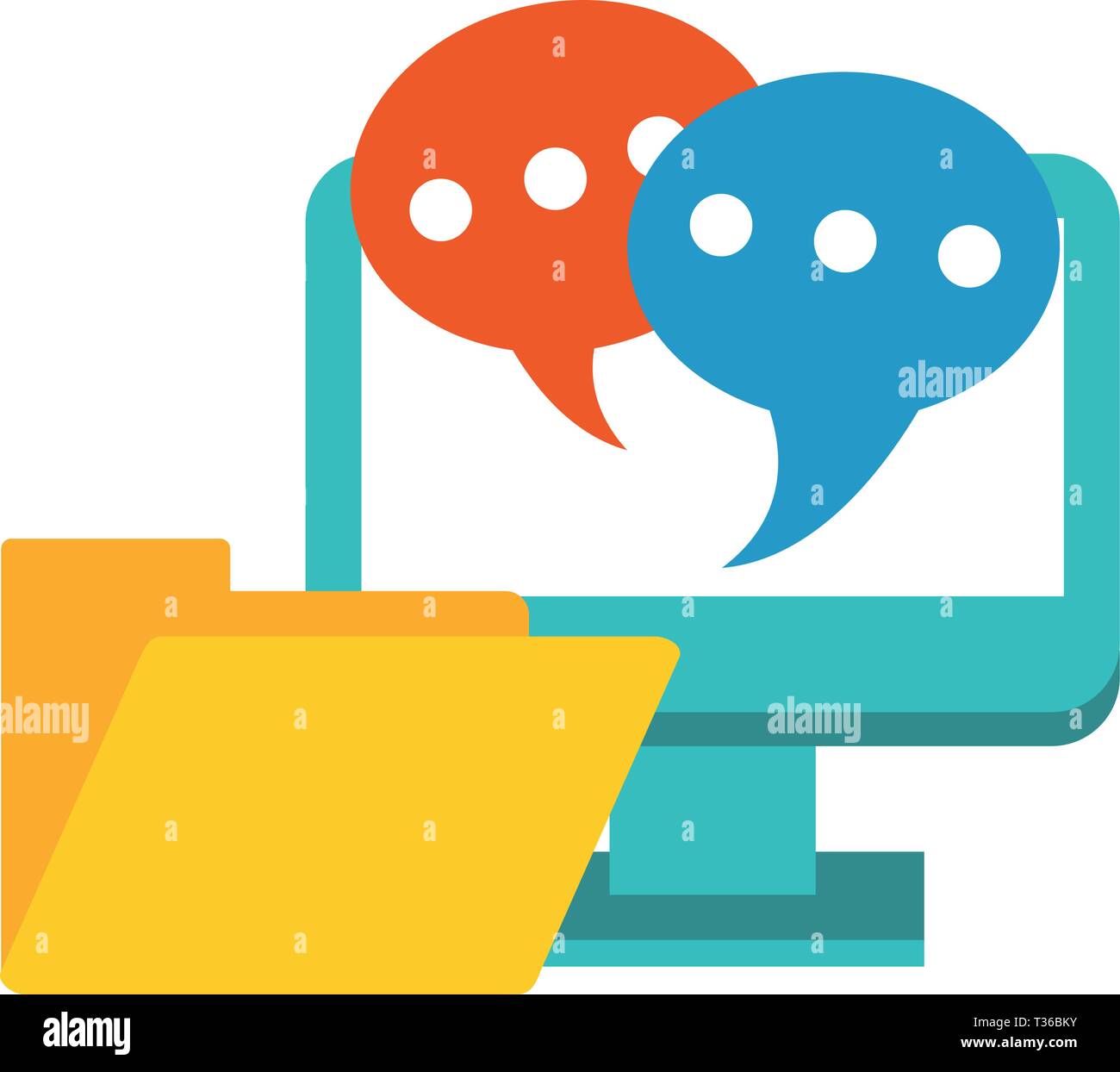 computer with chat bubbles and folder symbol Stock Vector Image & Art ...