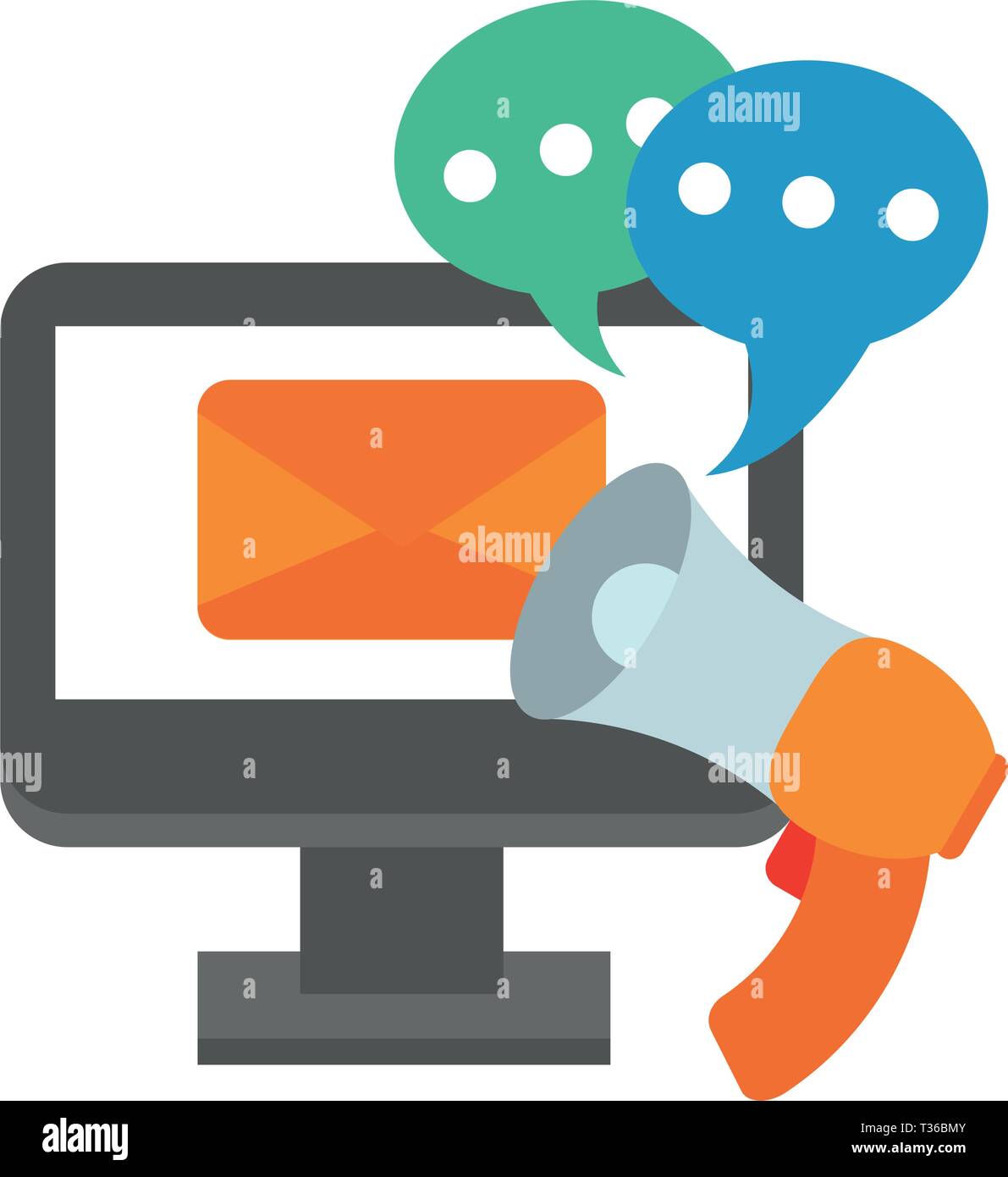 computer with email and chat bubbles symbols Stock Vector Image & Art ...