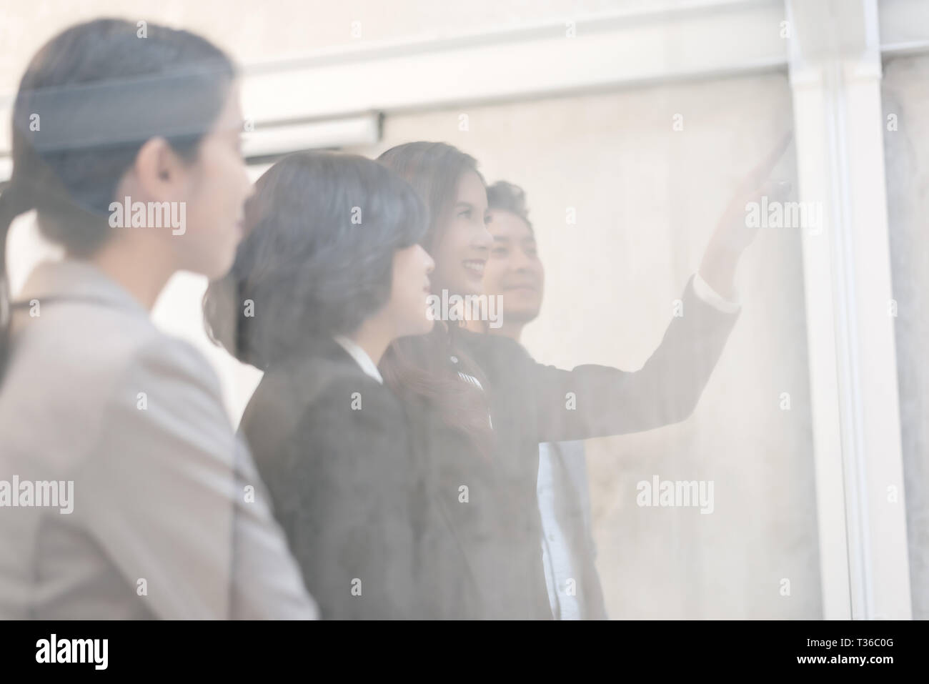business man and woman at the meeting with glass reflection Stock Photo ...