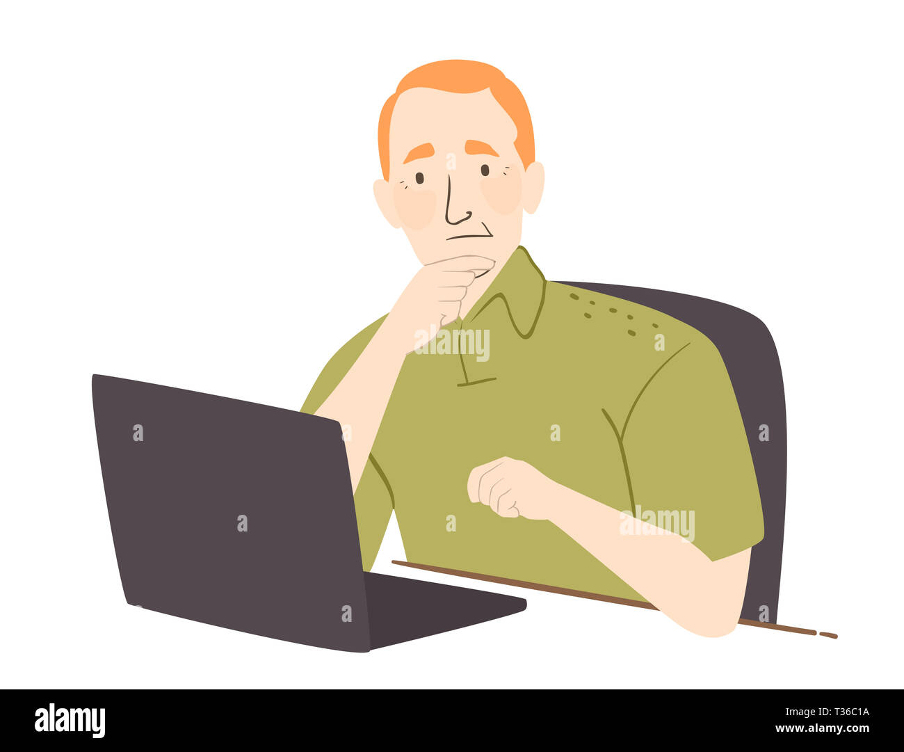 Old man confused computer Cut Out Stock Images & Pictures - Alamy
