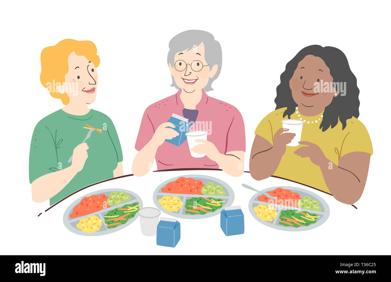 Seniors Eating Clip Art