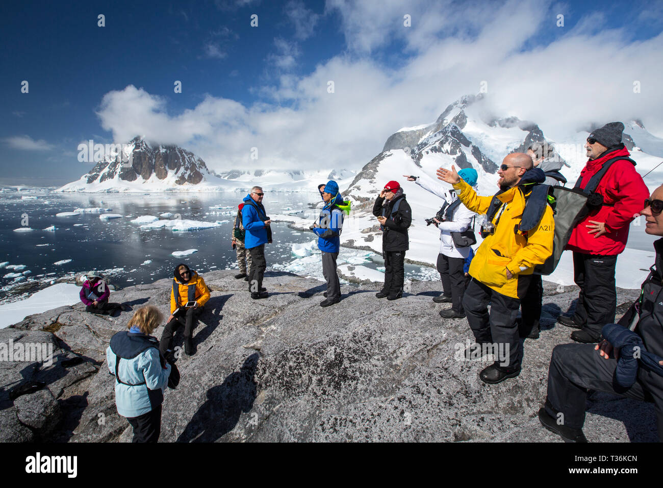 Port Charcot, Wilhelm Archipelago, Antarctic Peninsular with a tourists ...