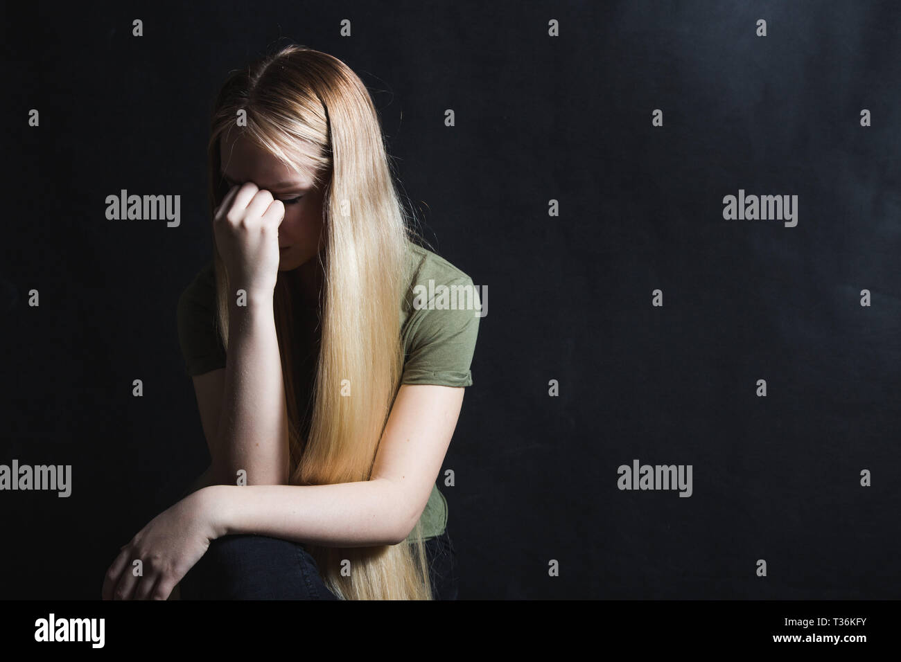 The girl suffers from depression and stress Stock Photo - Alamy