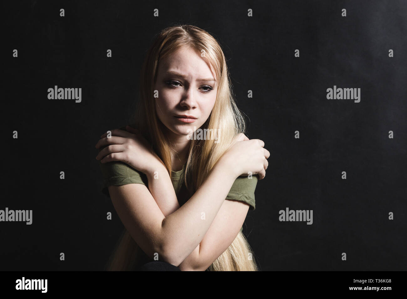 The girl suffers from depression and stress Stock Photo - Alamy