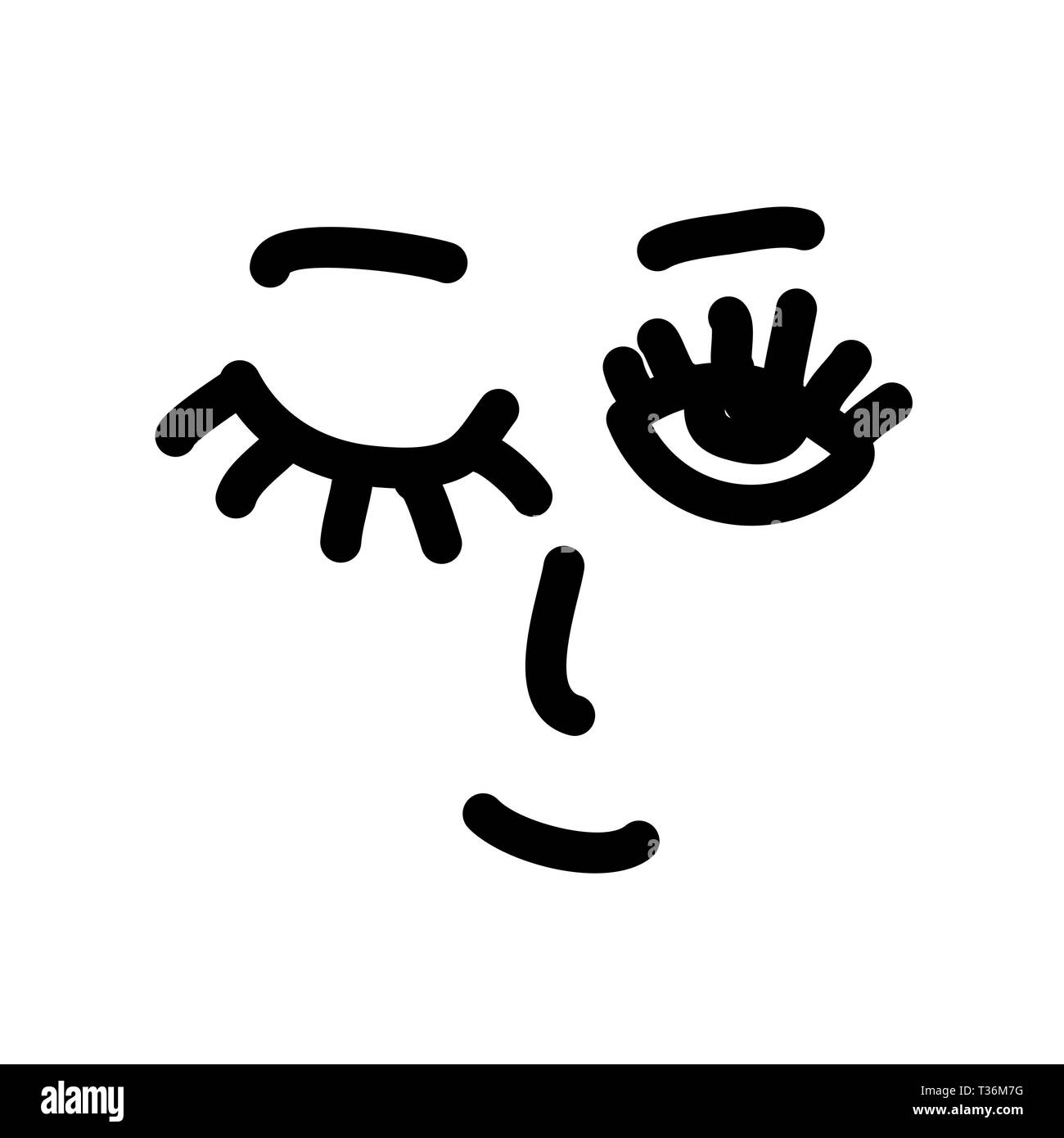 Simple smile face. Open and winking eyes. Vector illustration Stock ...