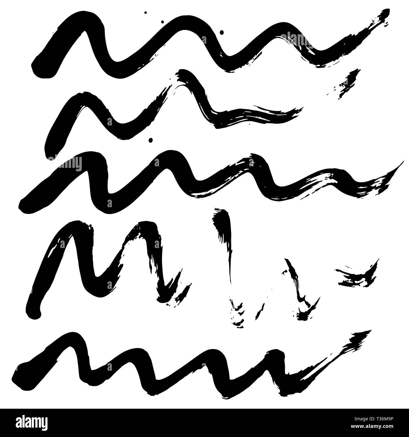 Black ink vector brush strokes. Vector illustration. Grunge wave ...