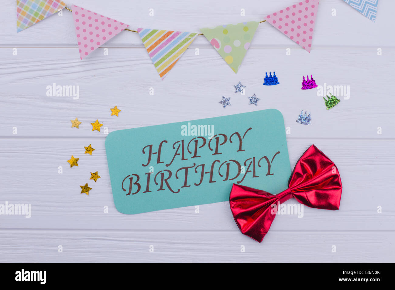 Festive Birthday party background with decorations. Colorful Birthday ...