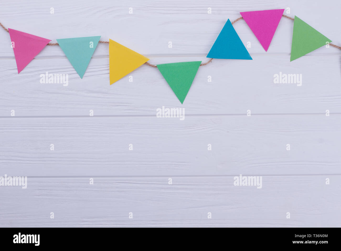 Colorful paper flags for Birthday party celebration. Colored triangle ...