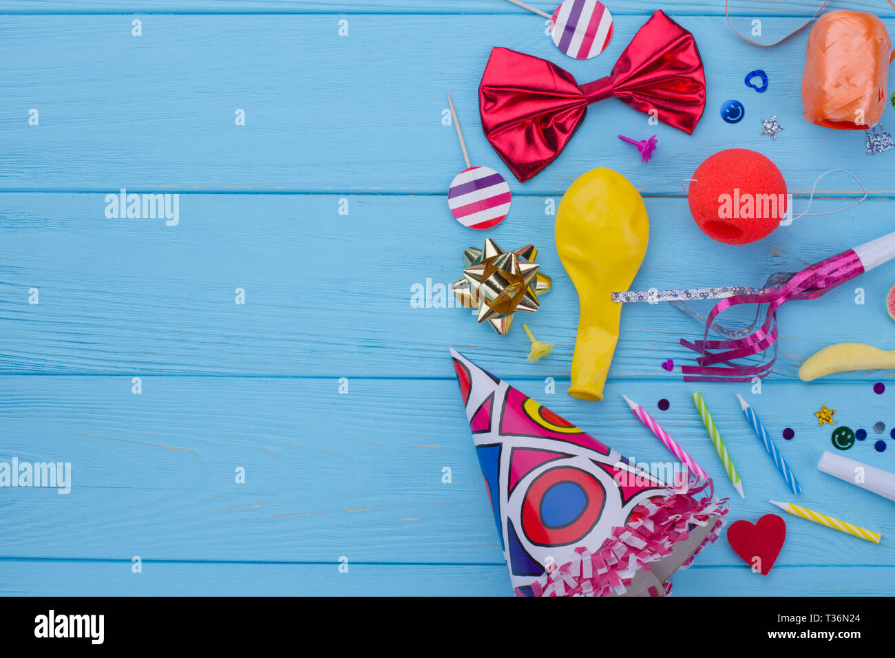 Birthday party items and accessories. Carnival or Birthday party ...