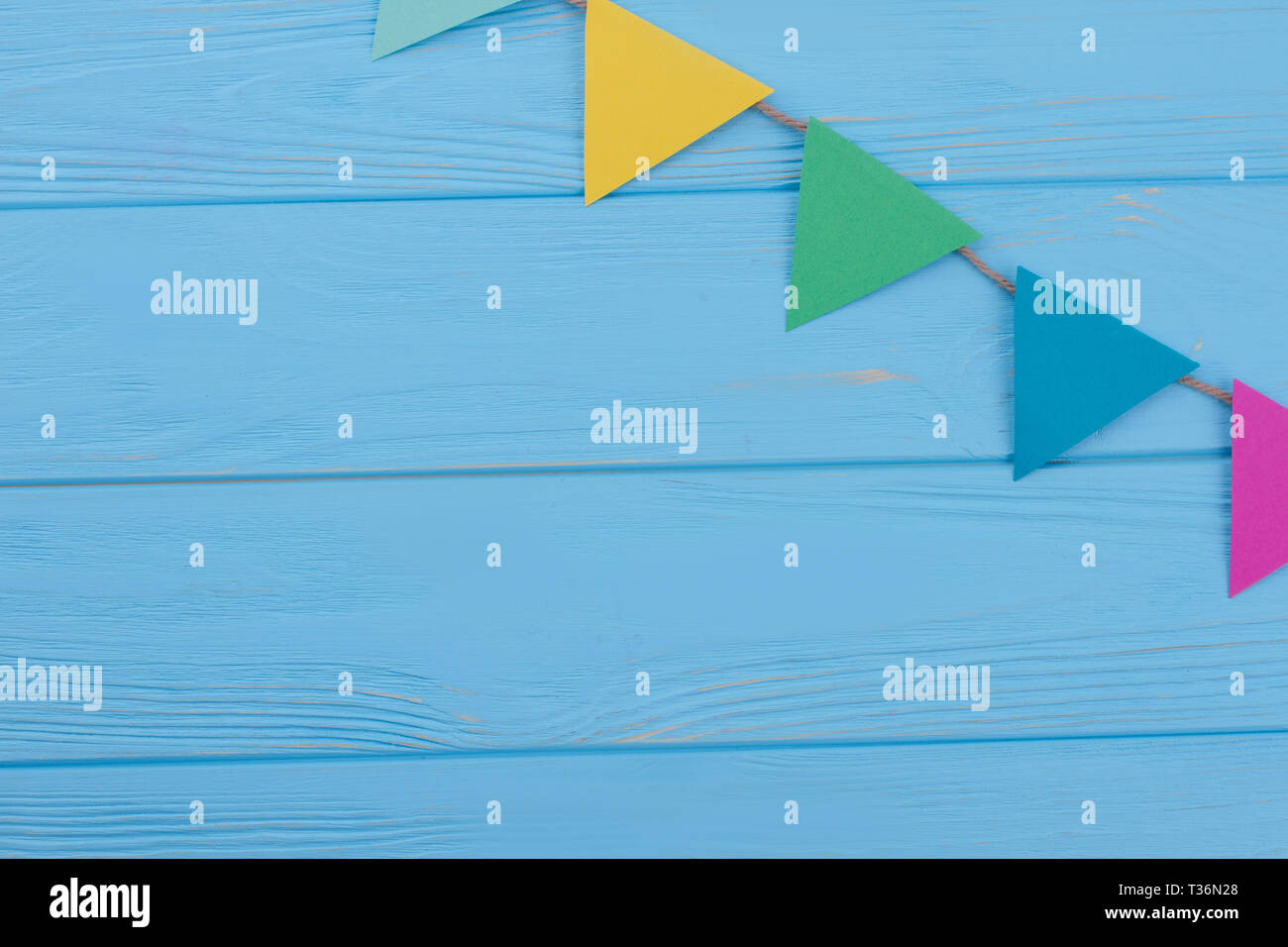 Colorful flags banner with copy space. The triangular flag decoration ...