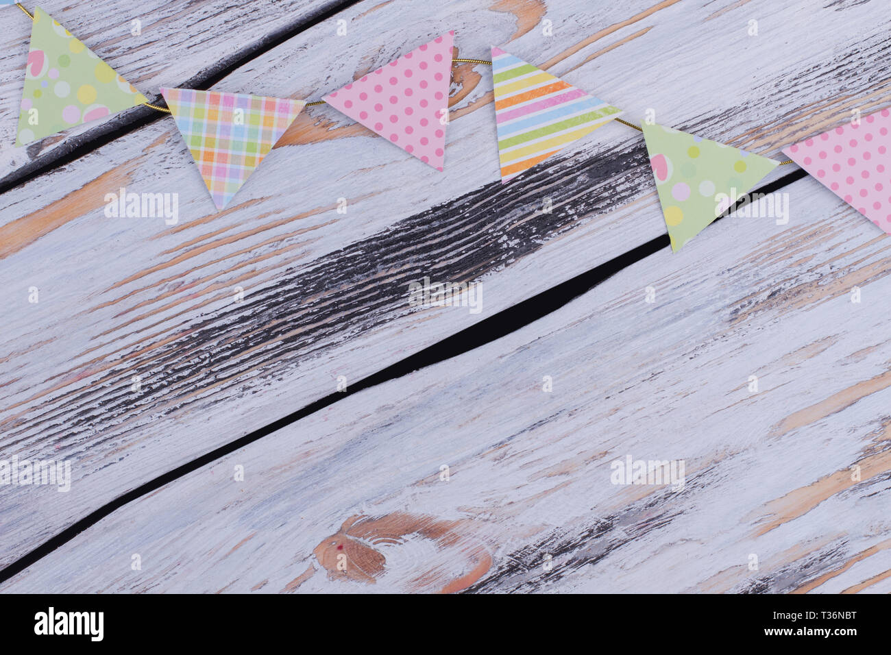 Paper party flags for decorations. Holiday banner with colorful ...