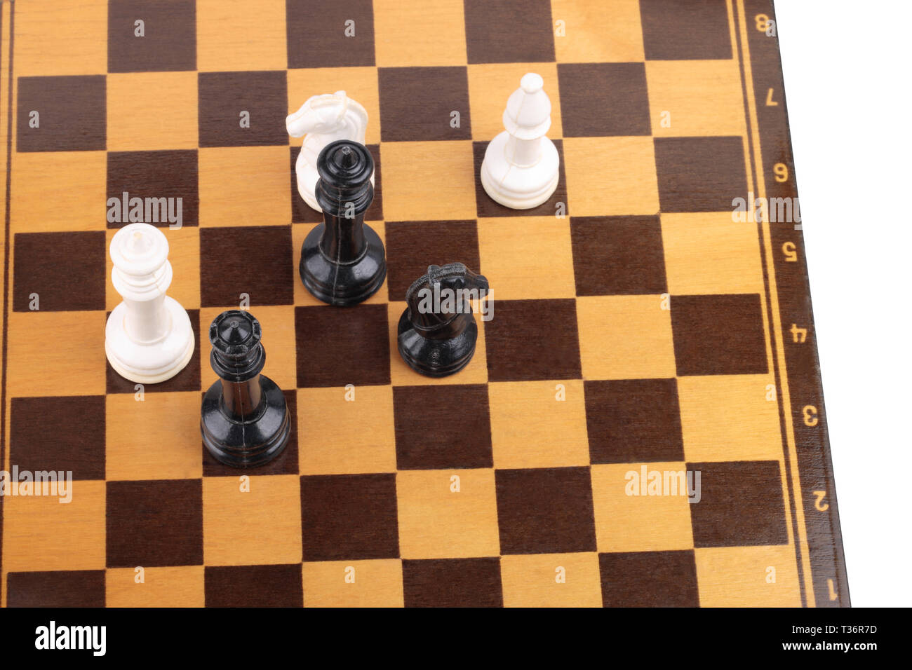 wooden checkerboard with figures Stock Photo - Alamy