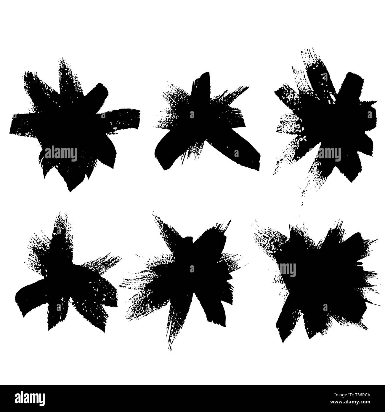 Abstract hand drawn ink dry brush frames set. Vector illustration Stock ...