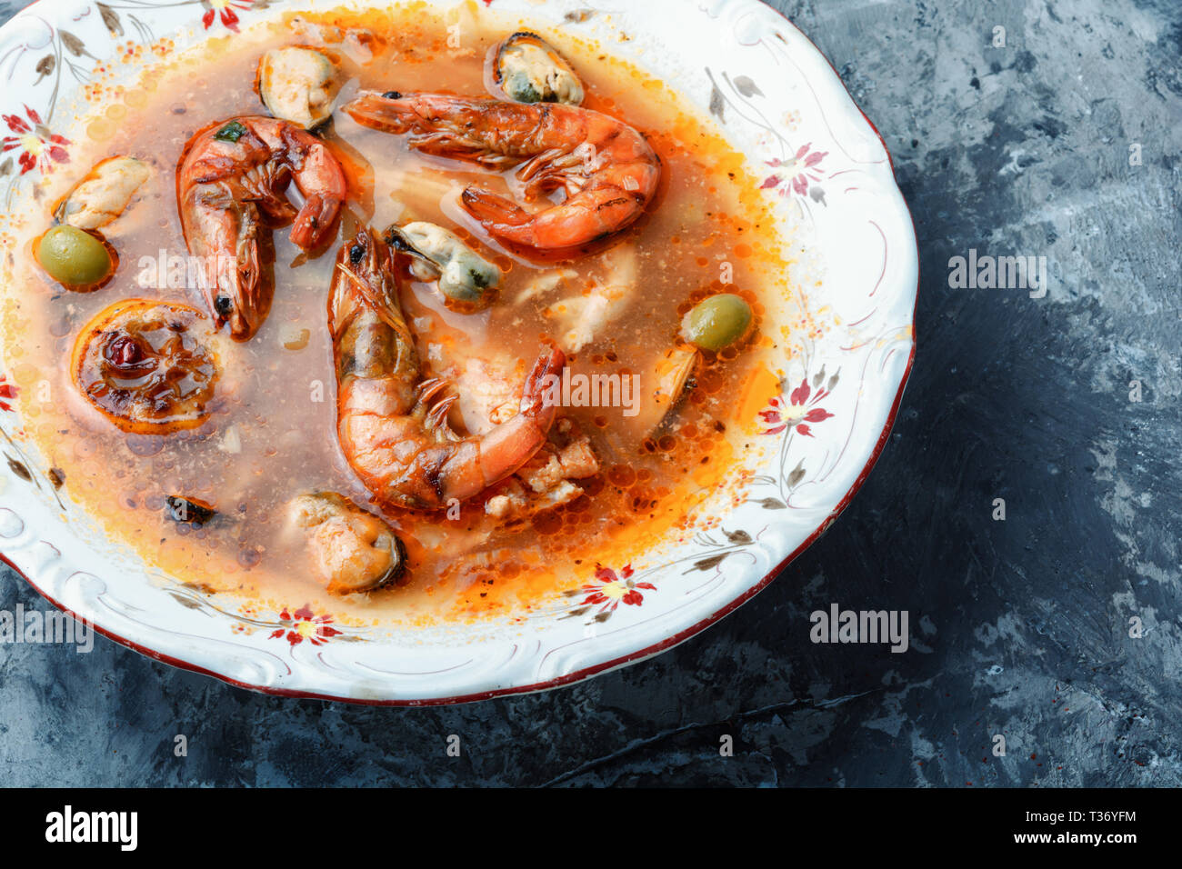 Thai food recipe.Tom Yum sauce.Seafood.Asian soup.Shrimp in spicy soup ...