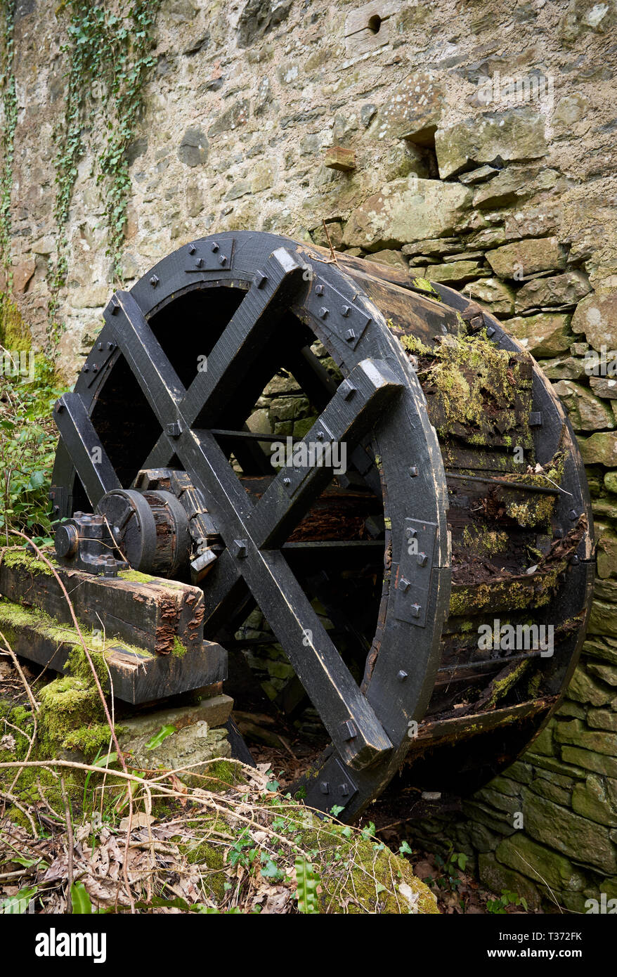 Mill-wheel, St Fagans National Museum of History, Cardiff, South Wales ...