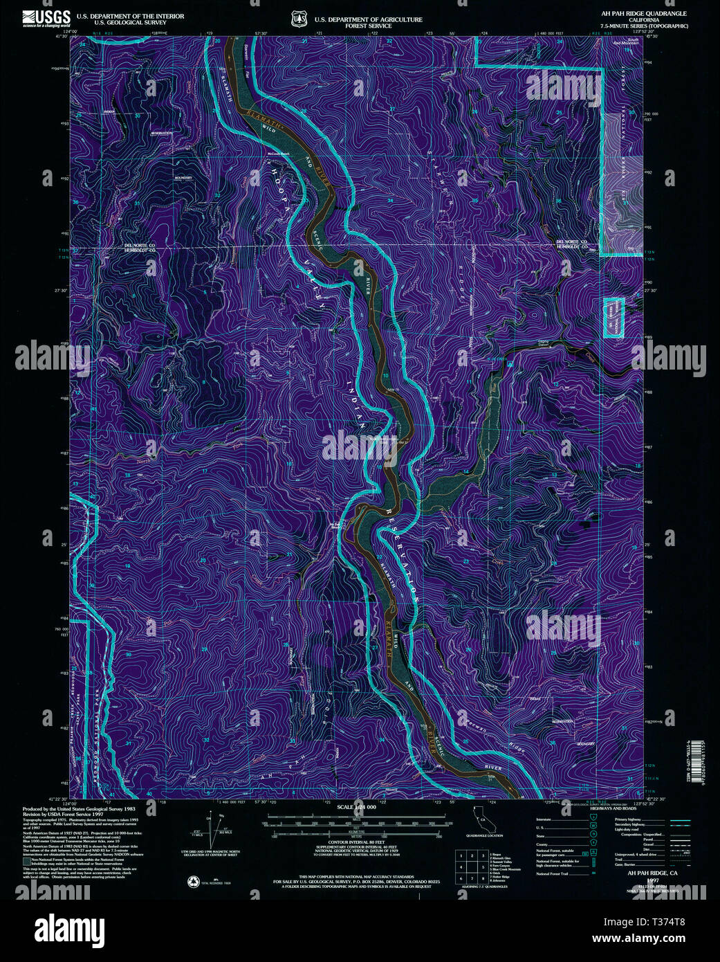 USGS TOPO Map California CA Ah Pah Ridge 100332 1997 24000 Inverted ...