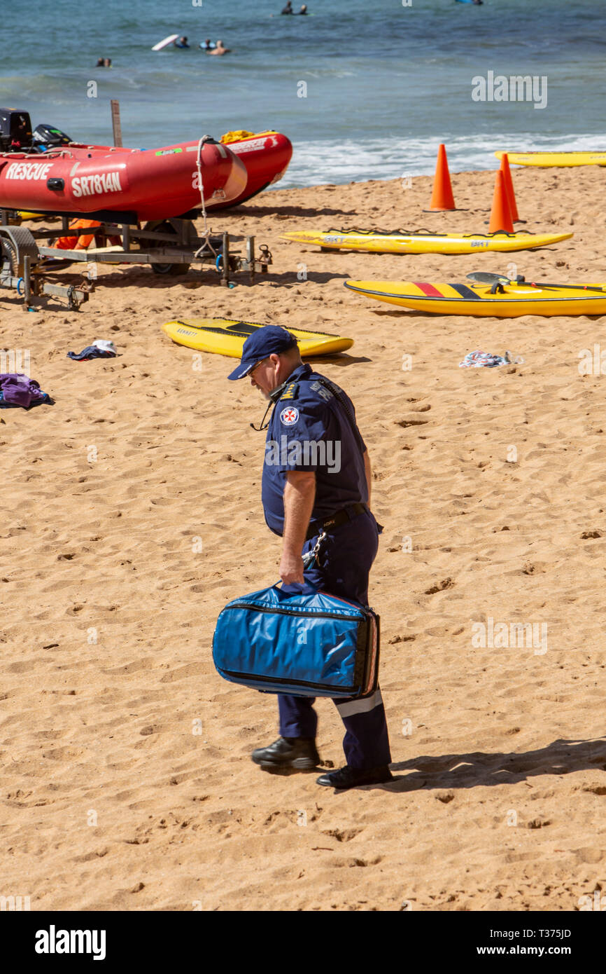 Paramedics help someone from a near drowning at the beach,Palm Beach ...