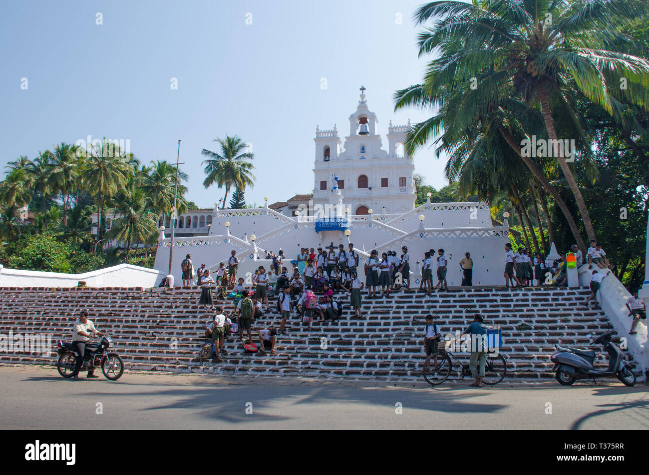 Place of interest old white church city of Panaji of Goa Stock Photo ...