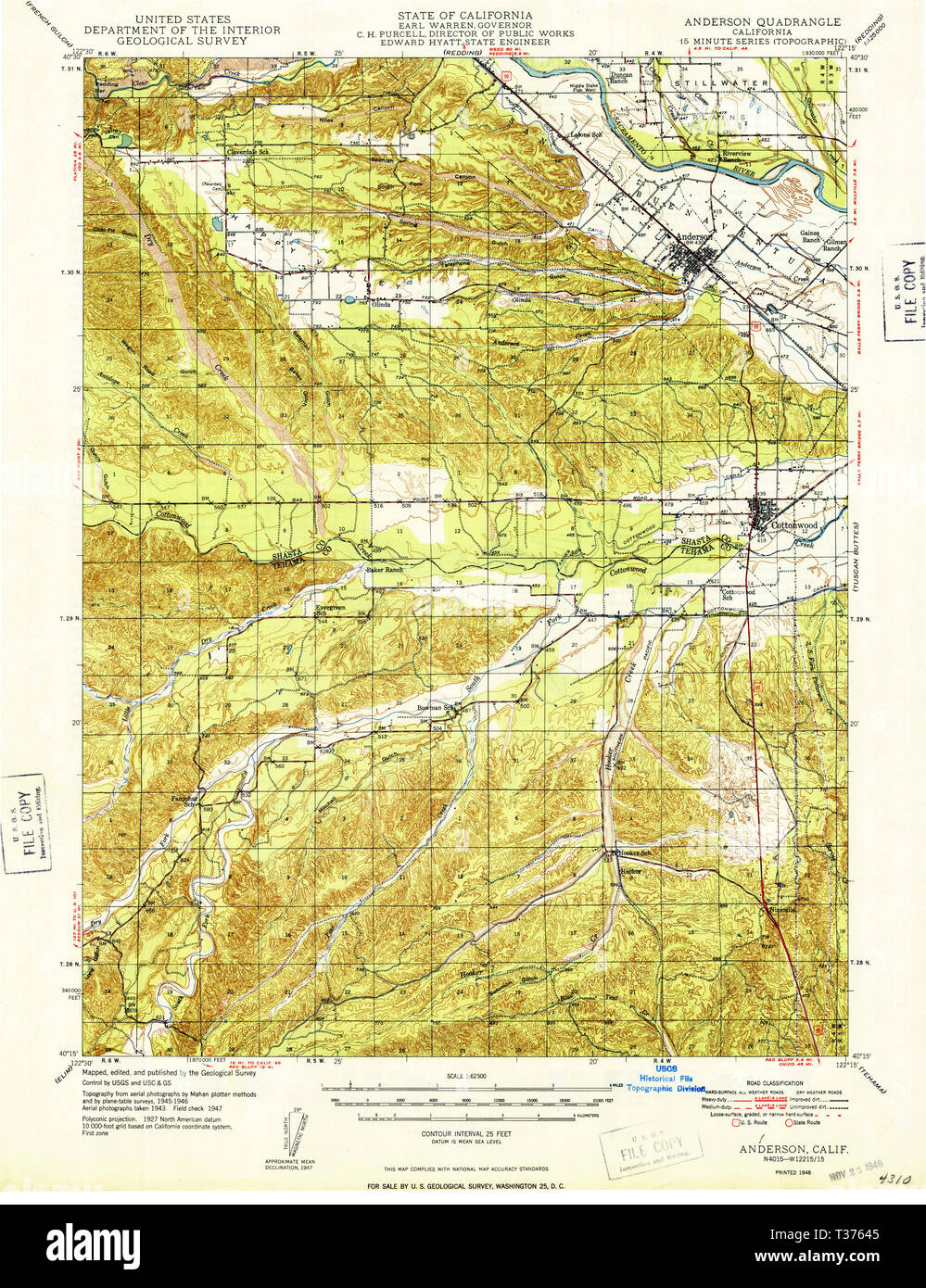 Map of anderson california hi-res stock photography and images - Alamy