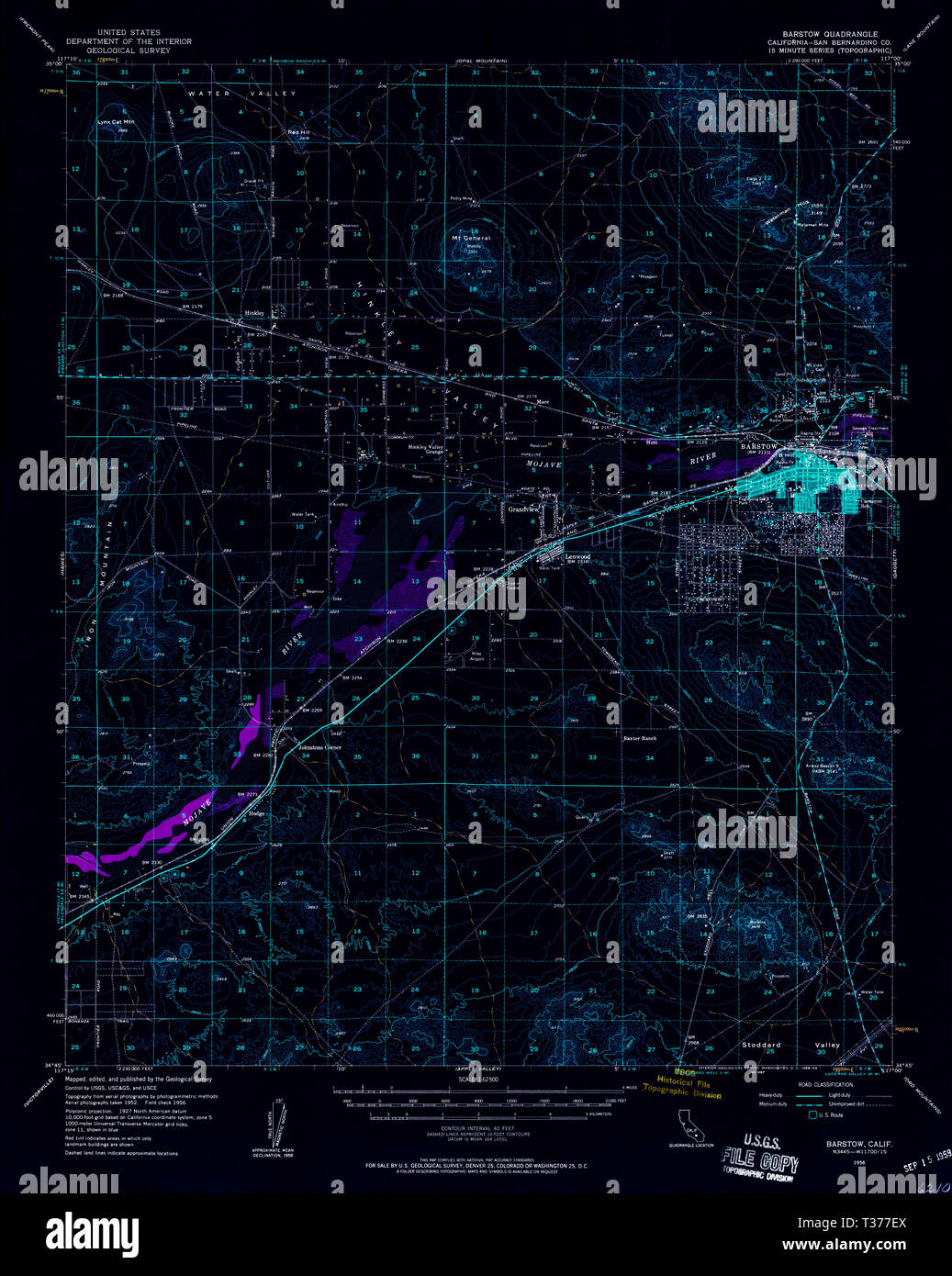 USGS TOPO Map California CA Barstow 296770 1956 62500 Inverted ...