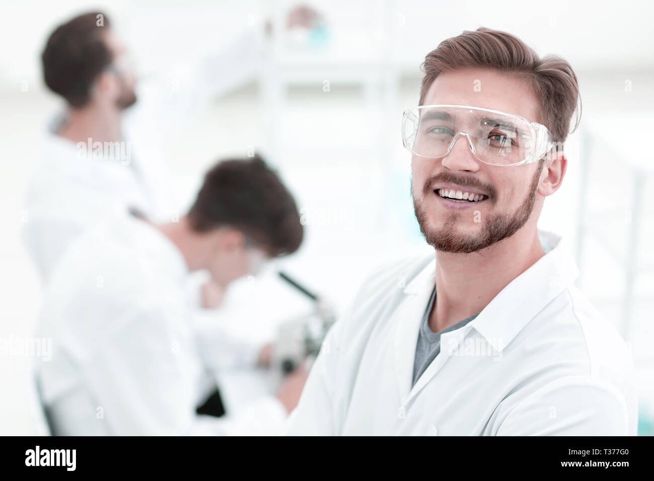closeup.successful scientist on a light background Stock Photo - Alamy