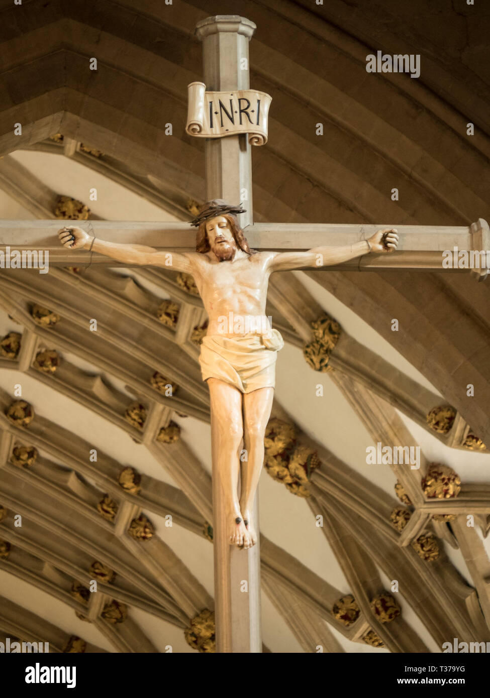 Wells Cathedral, Somerset, U.K. The crucifix on the scissor arch Stock ...