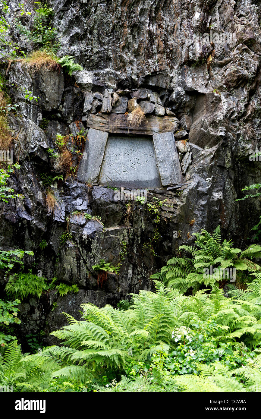 Edvard Grieg's grave beside the fat lake in Hardangerfjord. Nina and ...