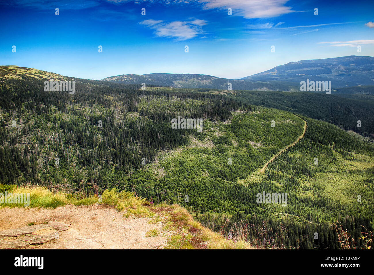 The beautiful view on Valley of river and big waterfall in National ...