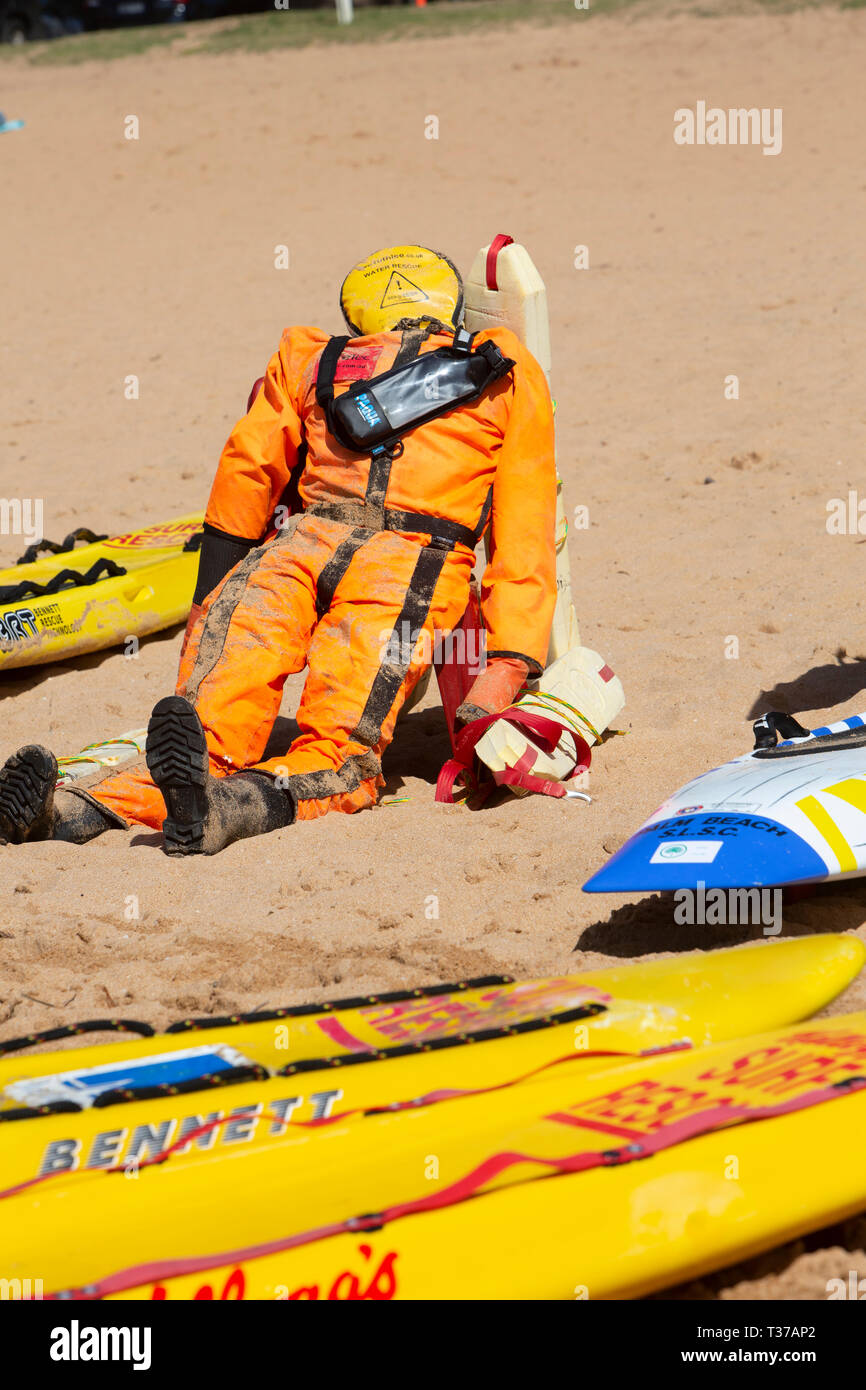 Manikin dummy being used by volunteer surf rescue personnel for ...