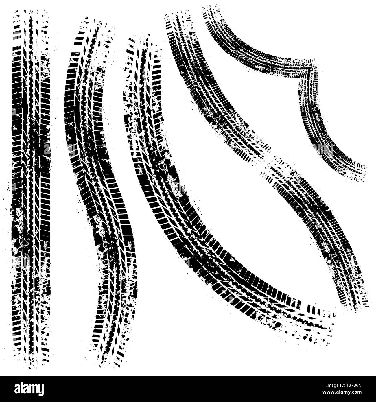 Set of tire tracks different forms isolated on white background Stock ...
