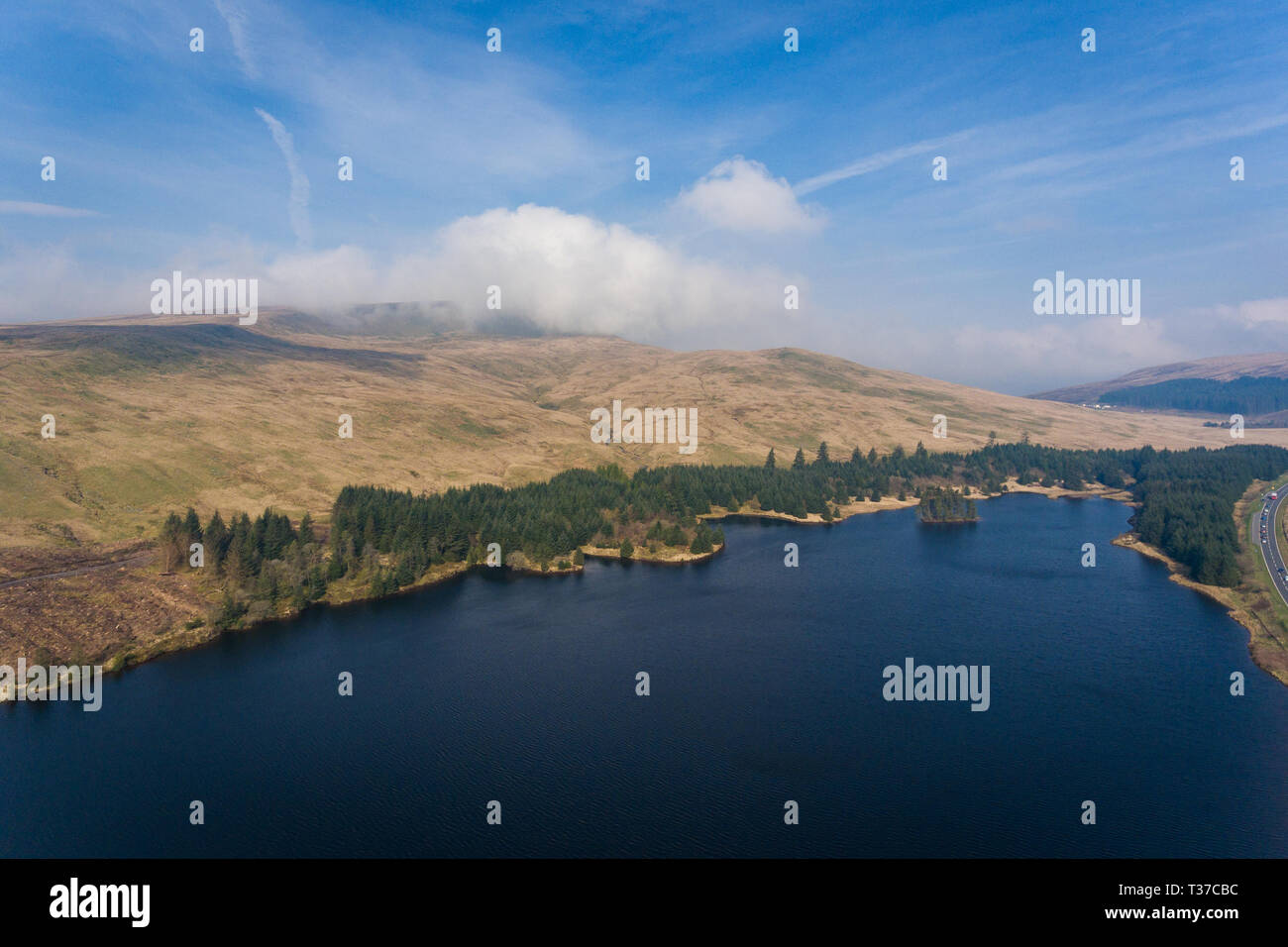 Aerial view of the Brecon Beacons National Park on a Spring moring in ...
