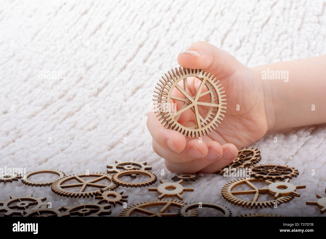 Hand holding gear wheels as the concept of mechanism Stock Photo - Alamy