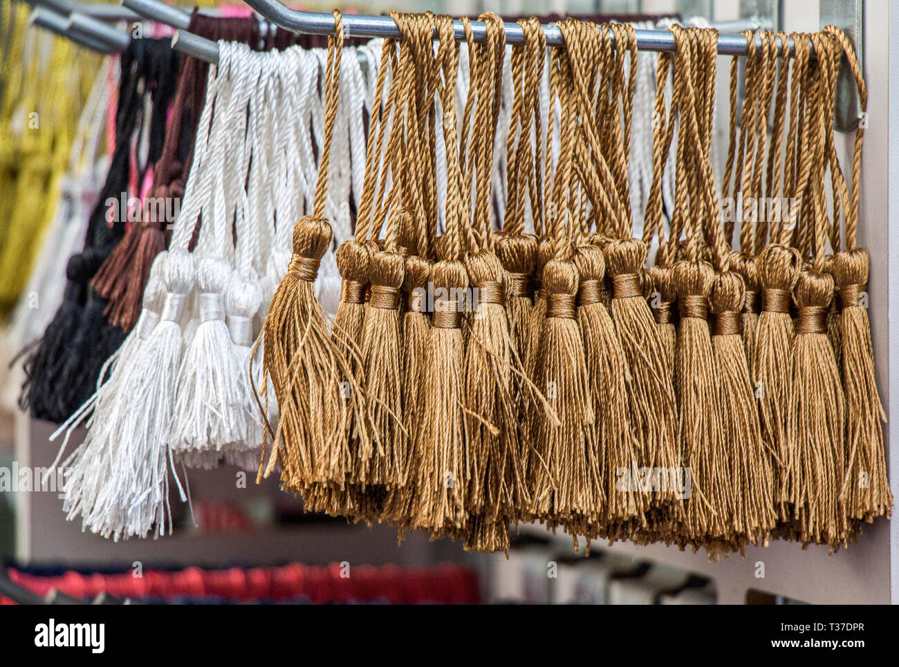 Selection of Ottoman Turkish traditional tassels in various colors ...