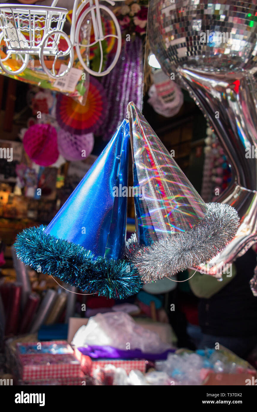 Set of party hats of variuos colors Stock Photo - Alamy
