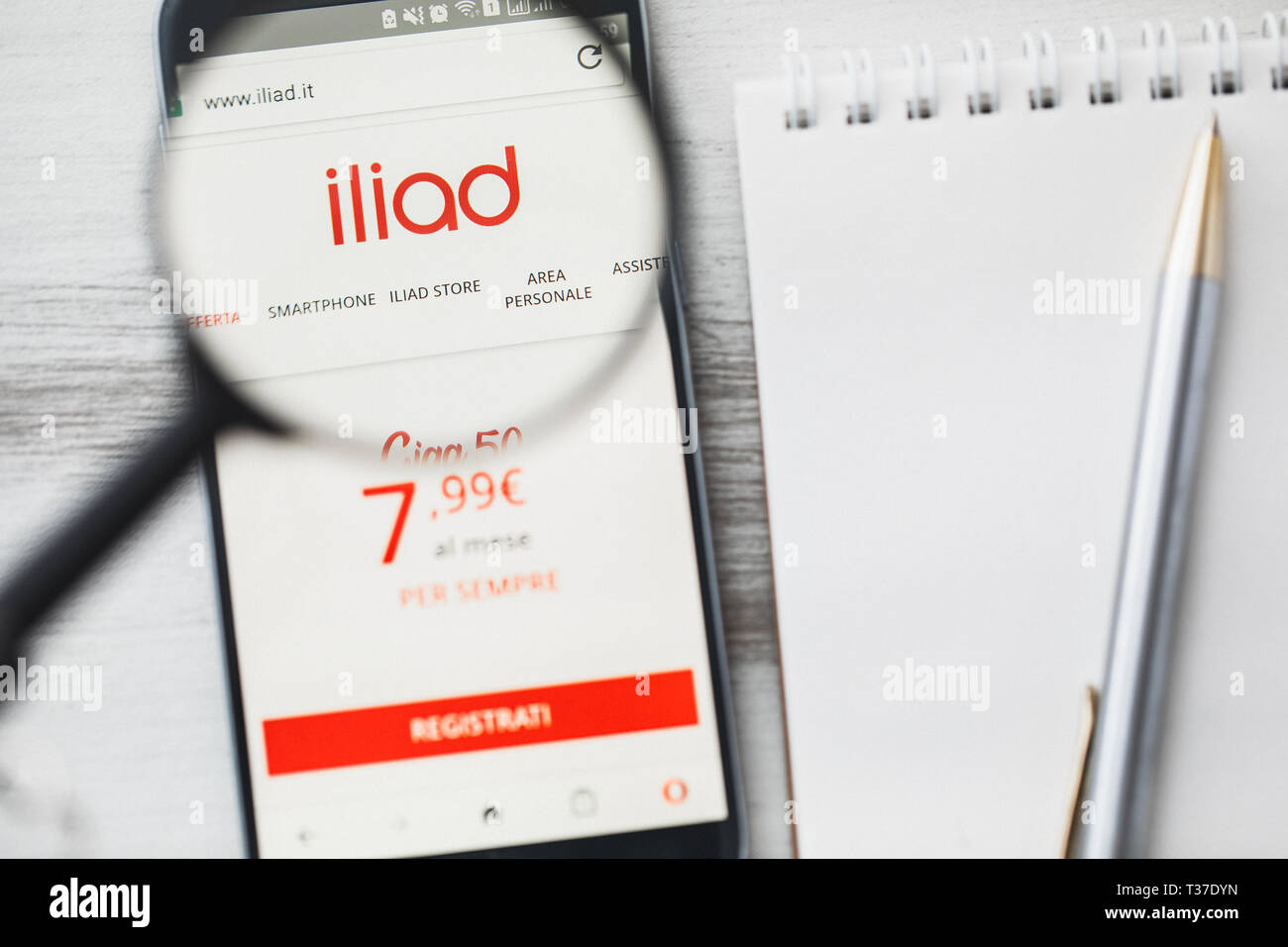 Los Angeles, California, USA - 3 April 2019: Iliad SA Telecommunication ...