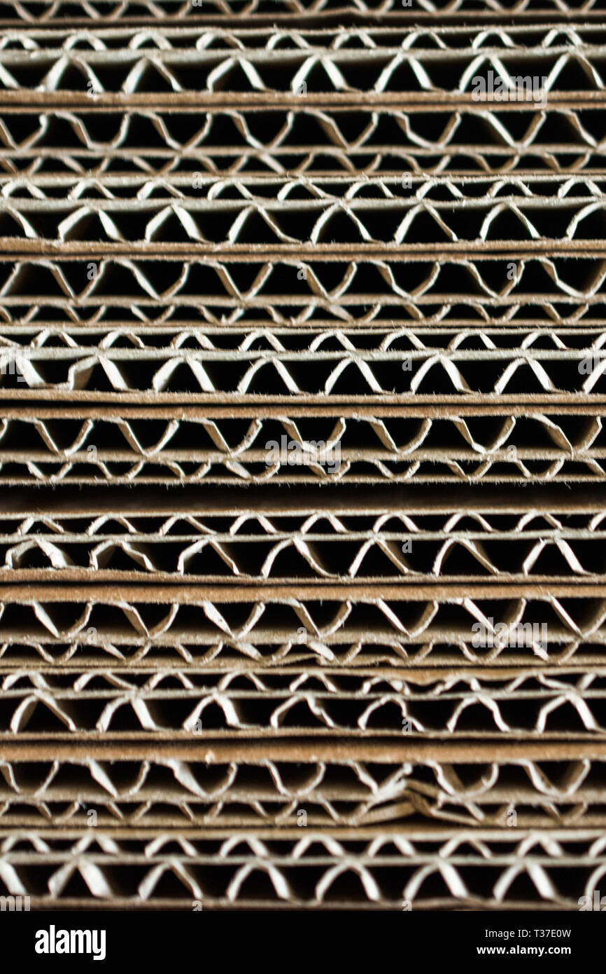 Cardboard pile on corrugated cardboard edges texture as Industrial ...