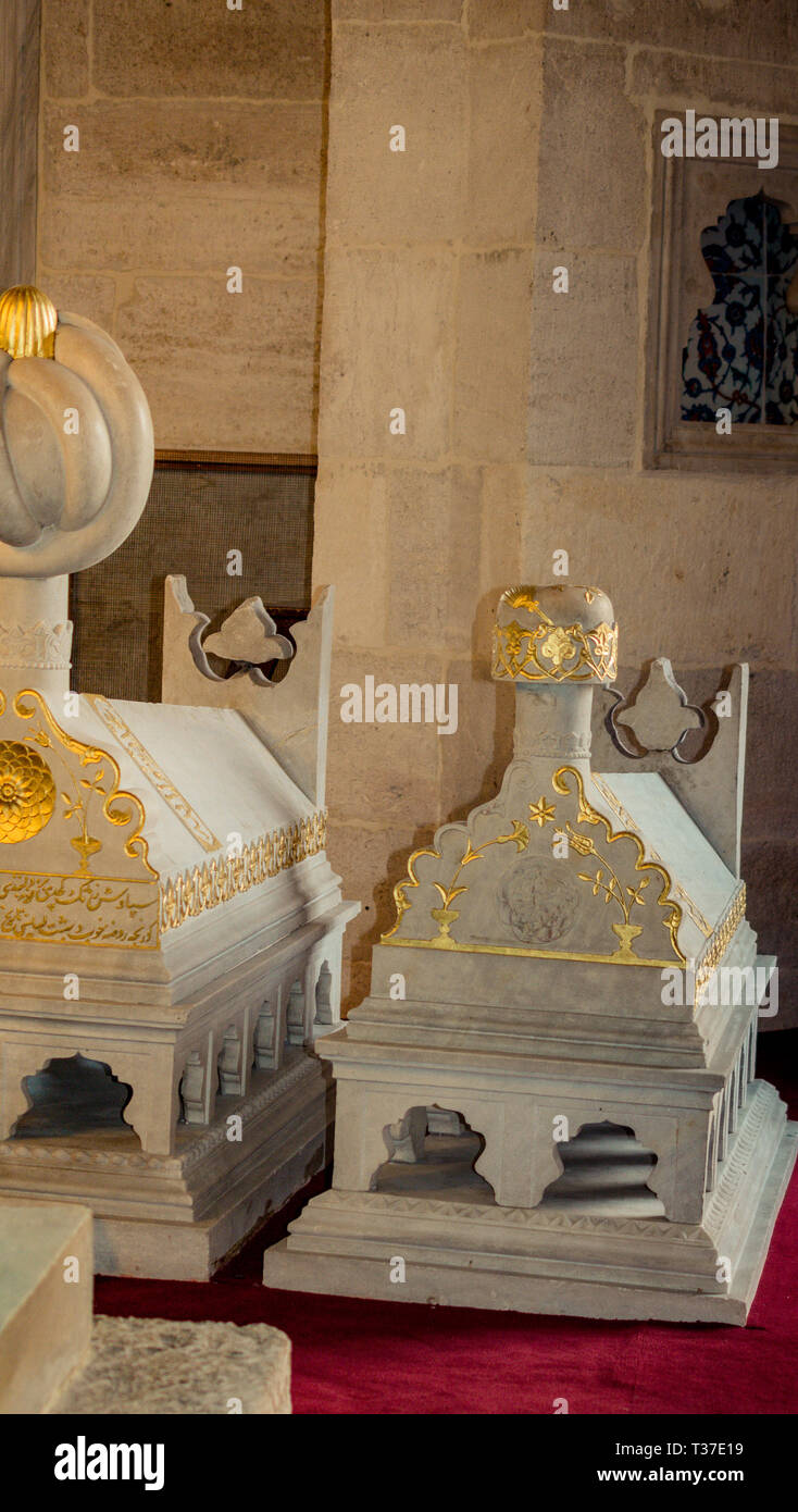 Ottoman style decorative art in marble tomb in cemetery Stock Photo - Alamy