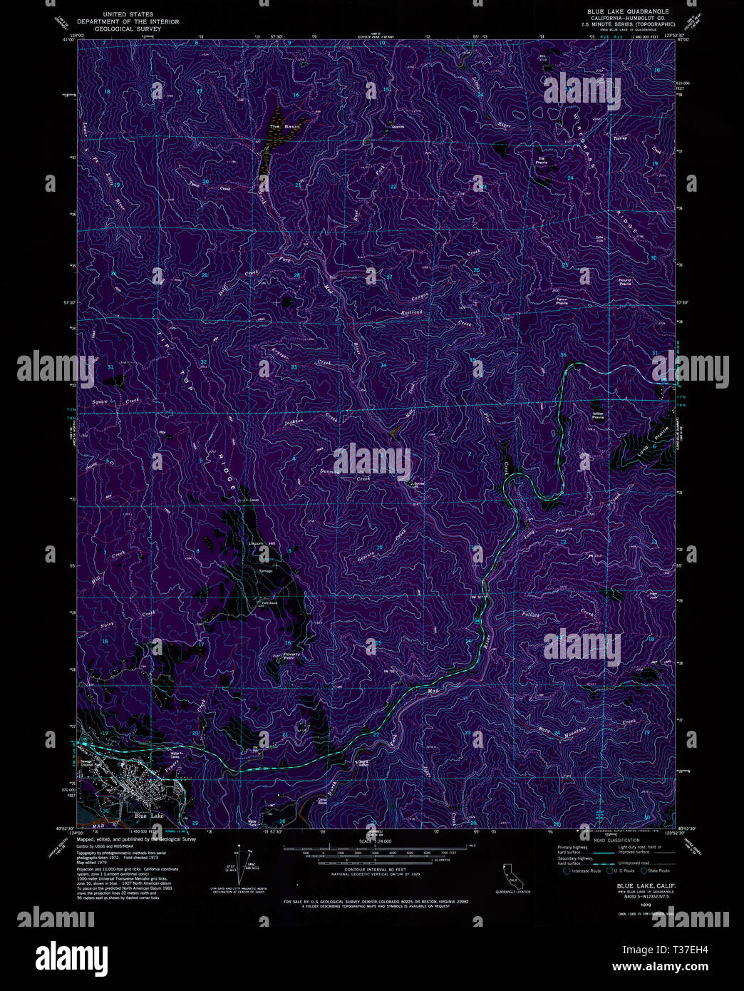 Blue lake california map hi-res stock photography and images - Alamy