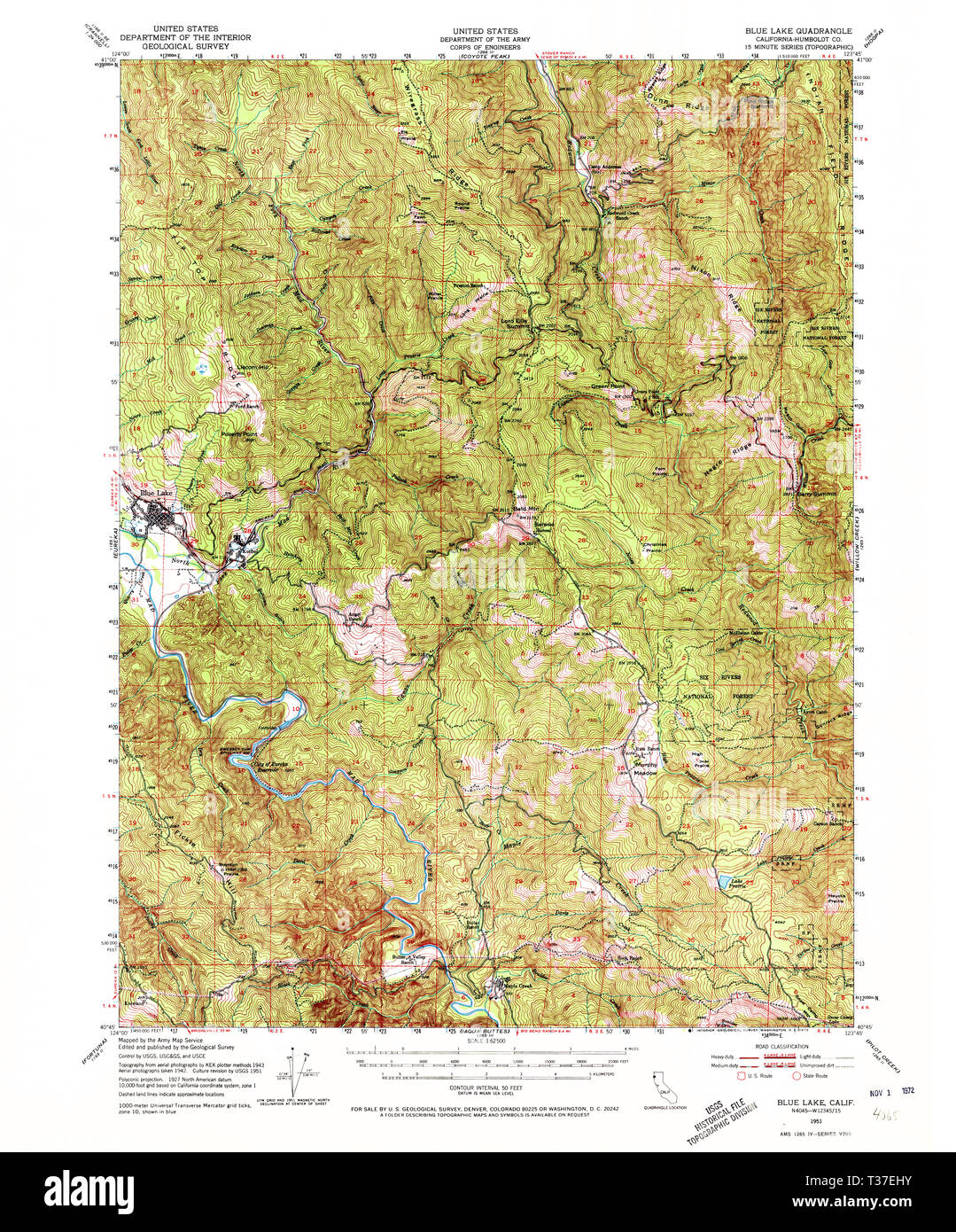 Blue lake california map hi-res stock photography and images - Alamy