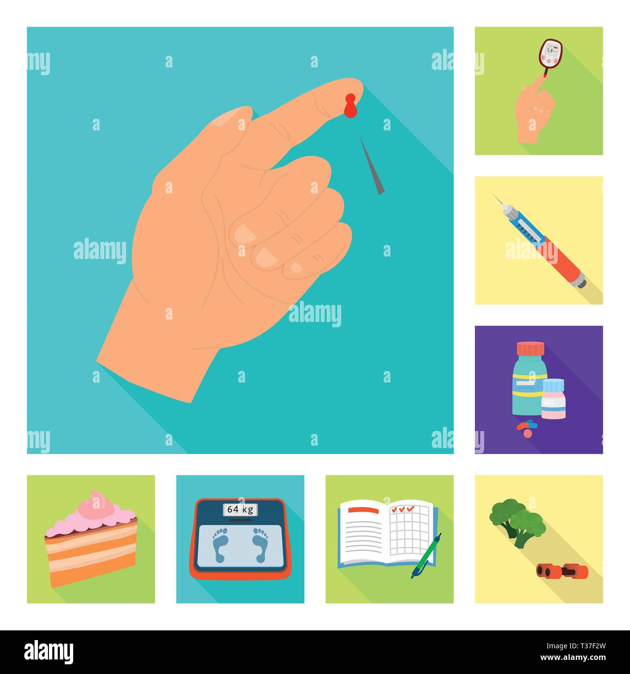 analysis,glucometer,insulin,bottle,piece,Libra,notepad,broccoli,blood ...