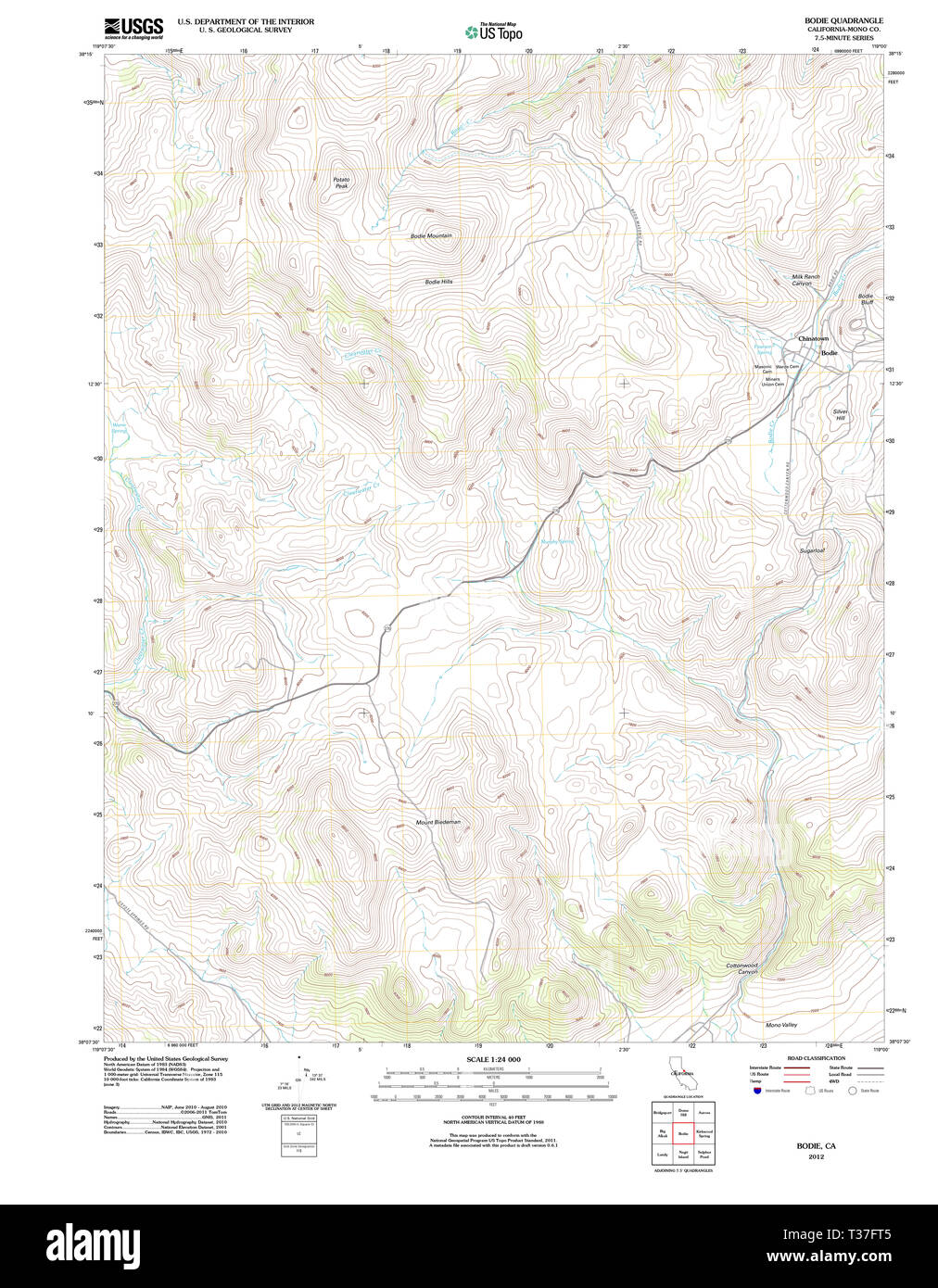 Bodie california map hi-res stock photography and images - Alamy