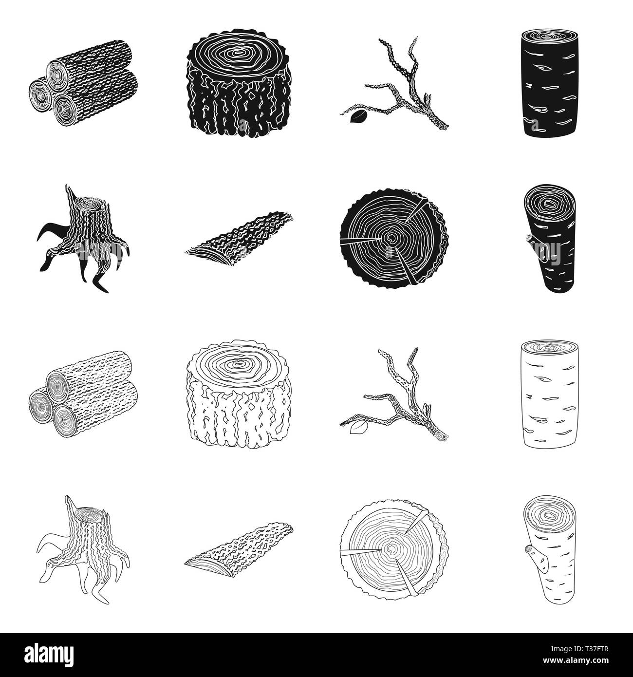 Vector design of tree and raw icon. Collection of tree and construction ...