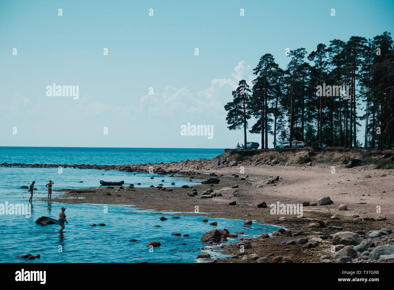 Blue sea . Gulf of Finland in the summer. Sea in calm weather. Baltic ...