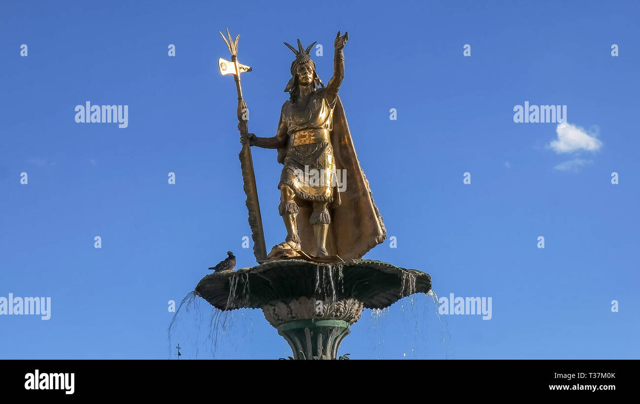 close up of the statue of pachacuti in cusco Stock Photo - Alamy