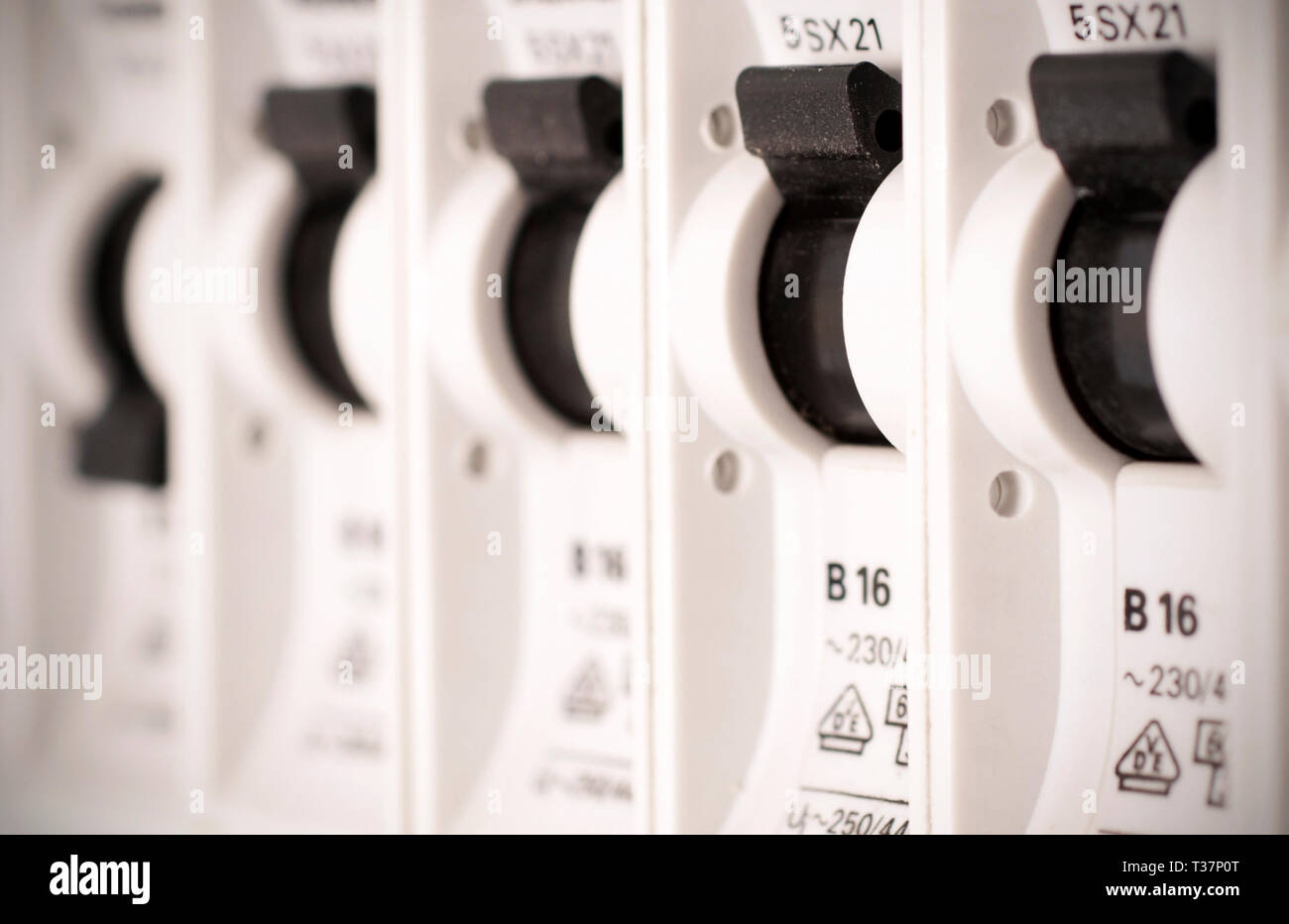 Fuses in a fusebox Stock Photo - Alamy