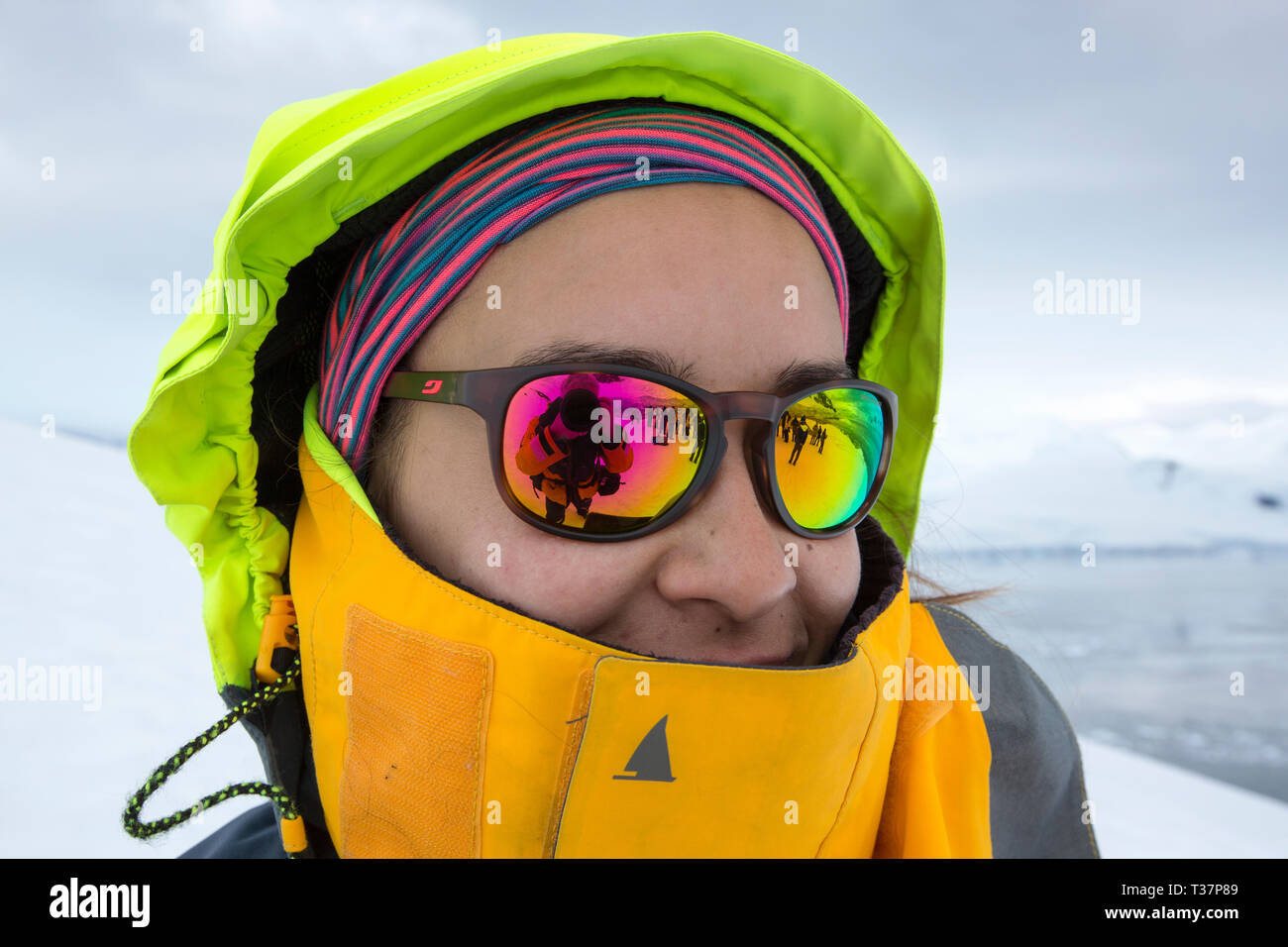 A polar guide at Neko Harbour in Andvord Bay, Antarctic Peninsular ...