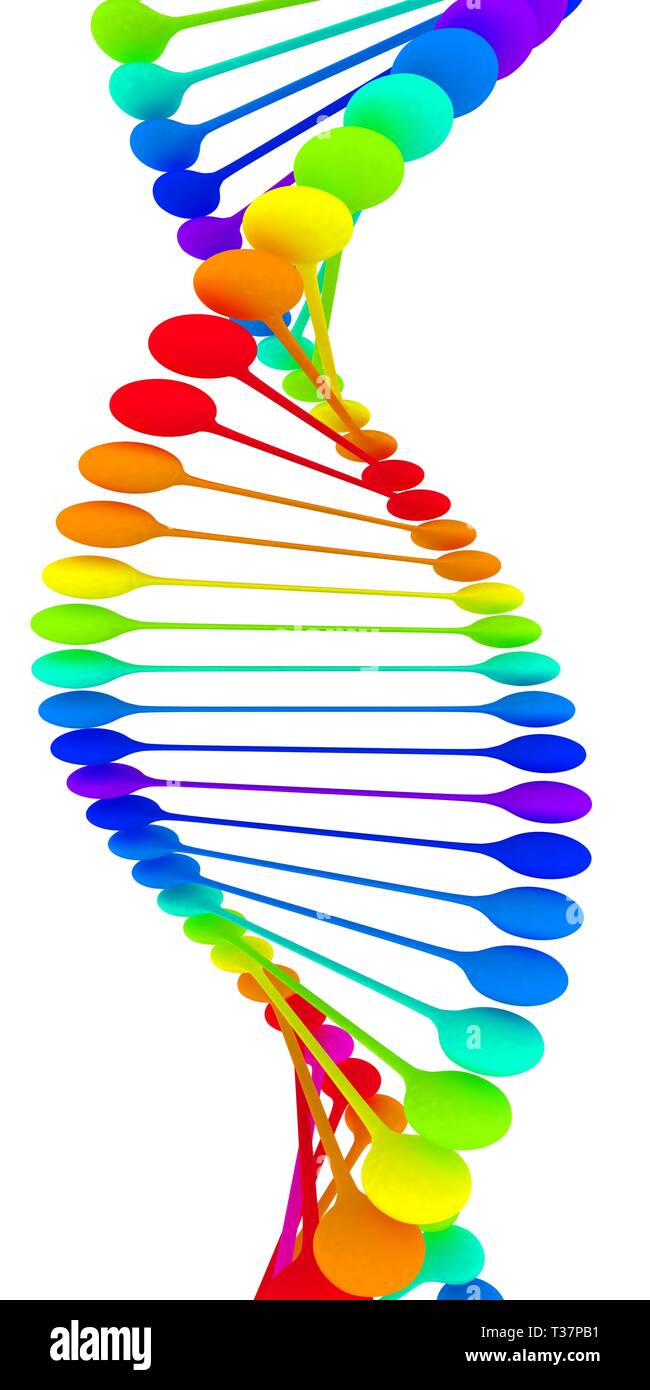 DNA multi color isolated on white background. 3d illustration Stock ...