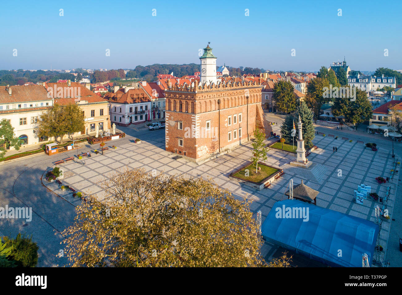 Sandomierz old city, Poland. Aerial view in sunrise light. Gothic city ...